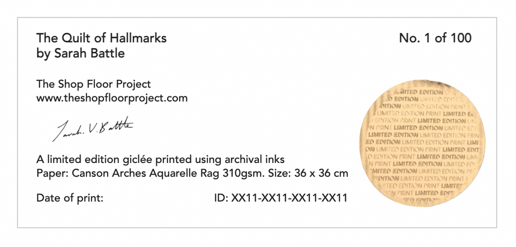 Limited Edition Print (The Quilt of Hallmarks) – THE SHOP FLOOR PROJECT ltd