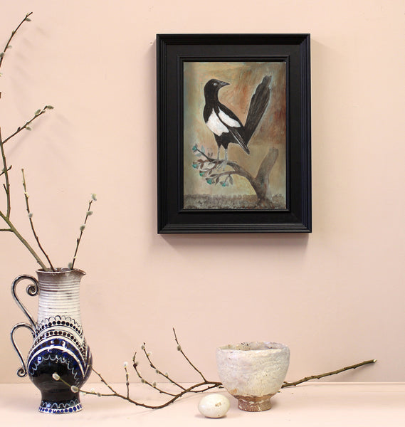 Original Framed Painted Panel - Magpie No.1 – THE SHOP FLOOR PROJECT ltd
